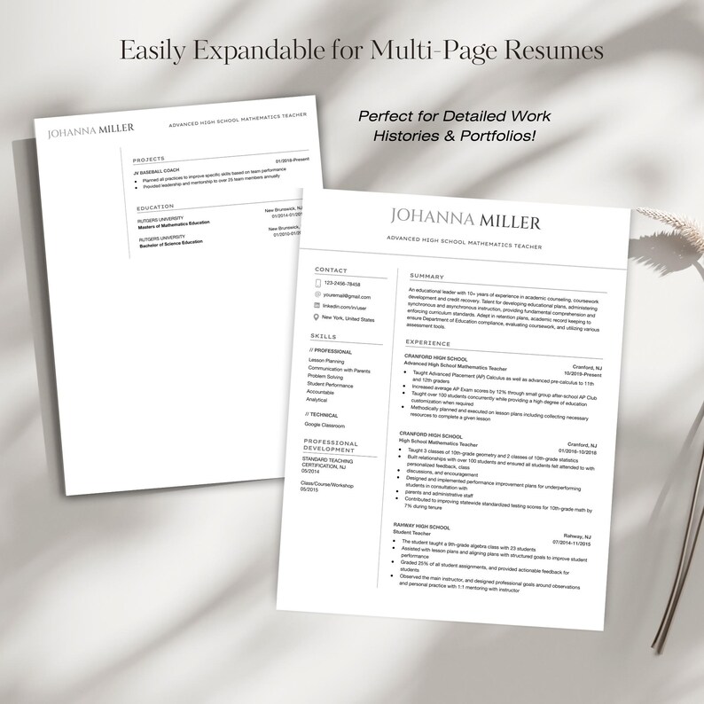 Modern Resume Google Docs Template ATS: Academic, Engineer, Accountant ...
