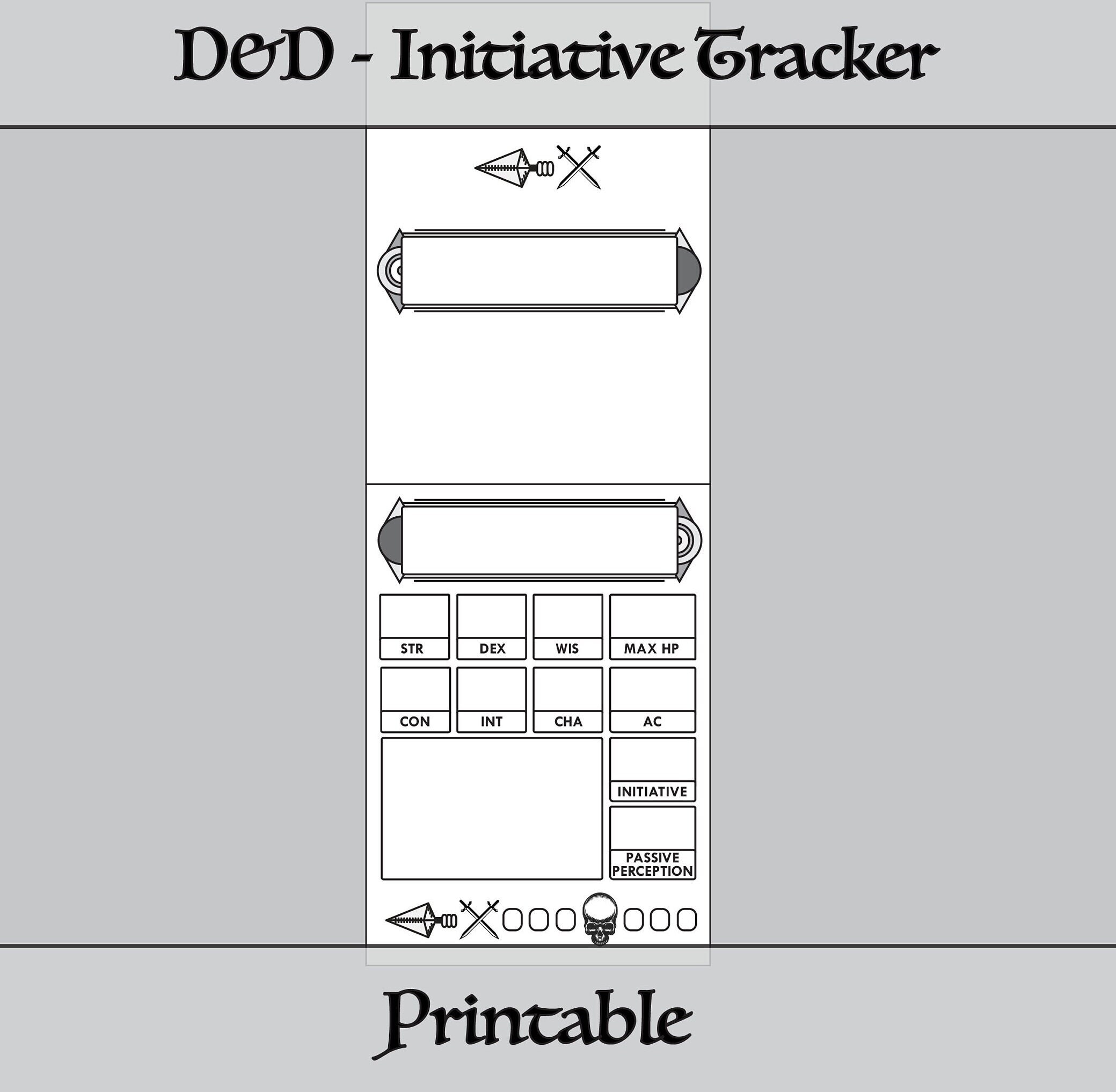 D&D Initiative Tracker Black and White Printer-friendly - Etsy