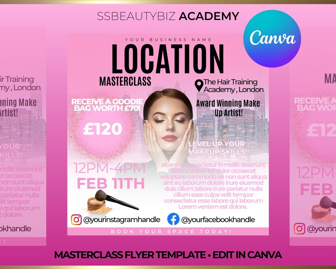 1-1 Masterclass Course Flyer Template, DIY Makeup Training Masterclass ...