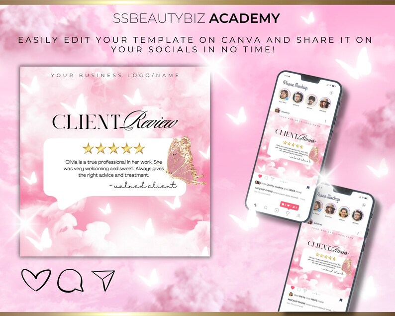 Pink Review Template, Pink Luxury Client Review Template, Makeup Artist ...