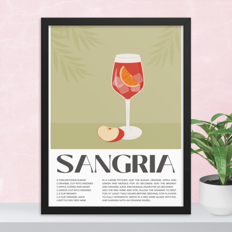 Cocktail Poster Series Sangria - Etsy