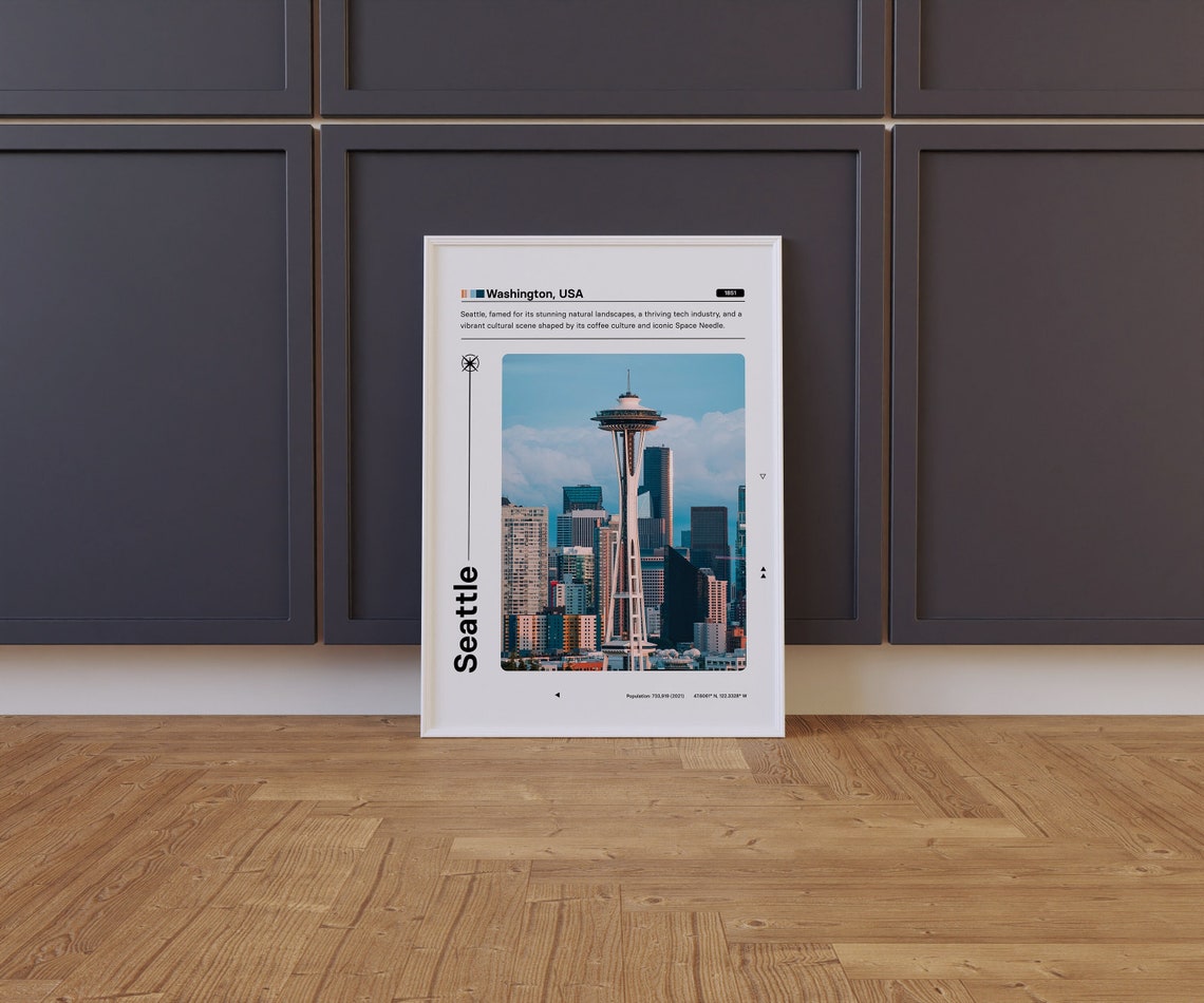 Seattle Travel Poster, Seattle Prints, Wall Art, Printable Decor ...