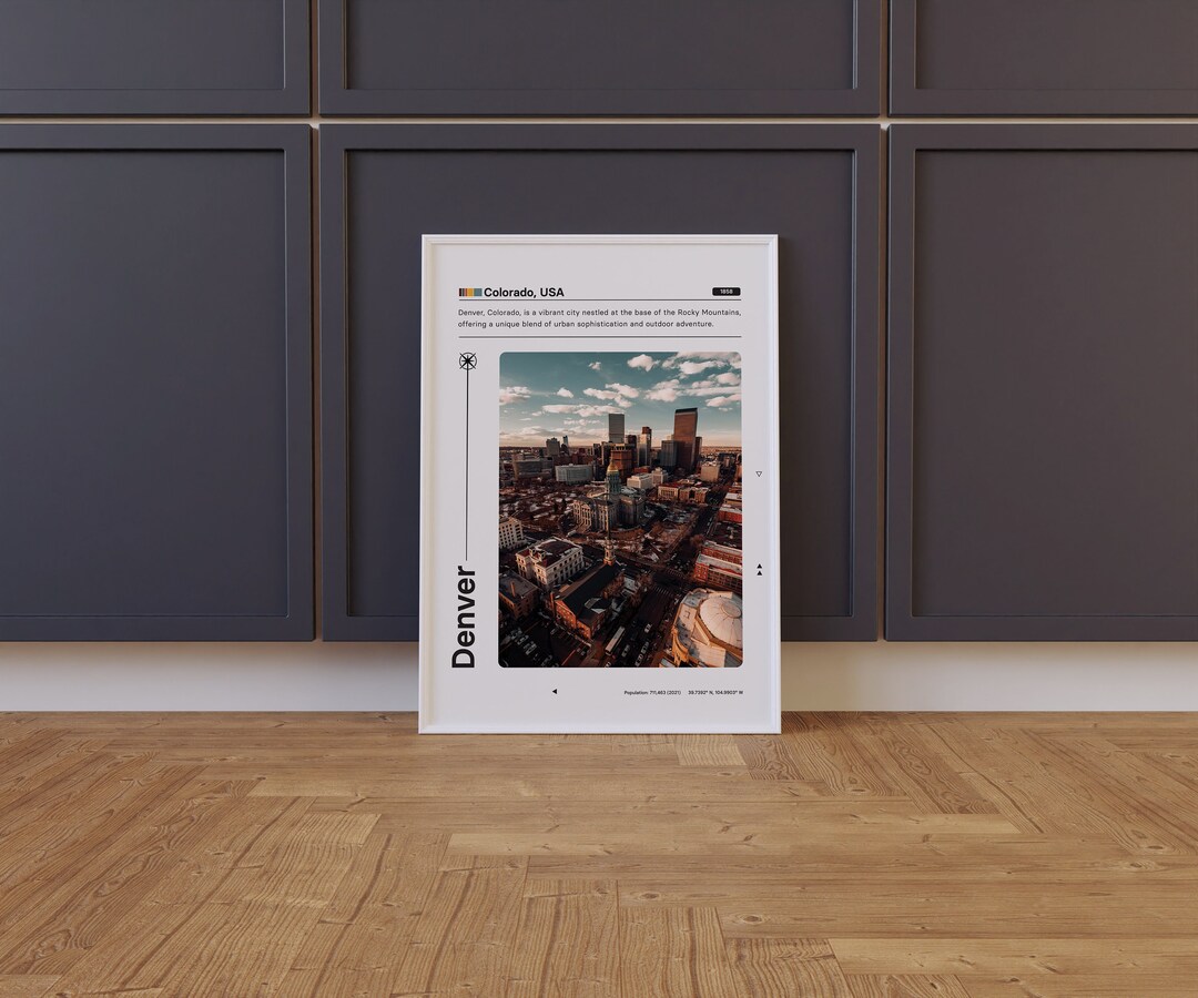 Denver Colorado Minimalist Travel Poster, City Skyline Print (digital ...