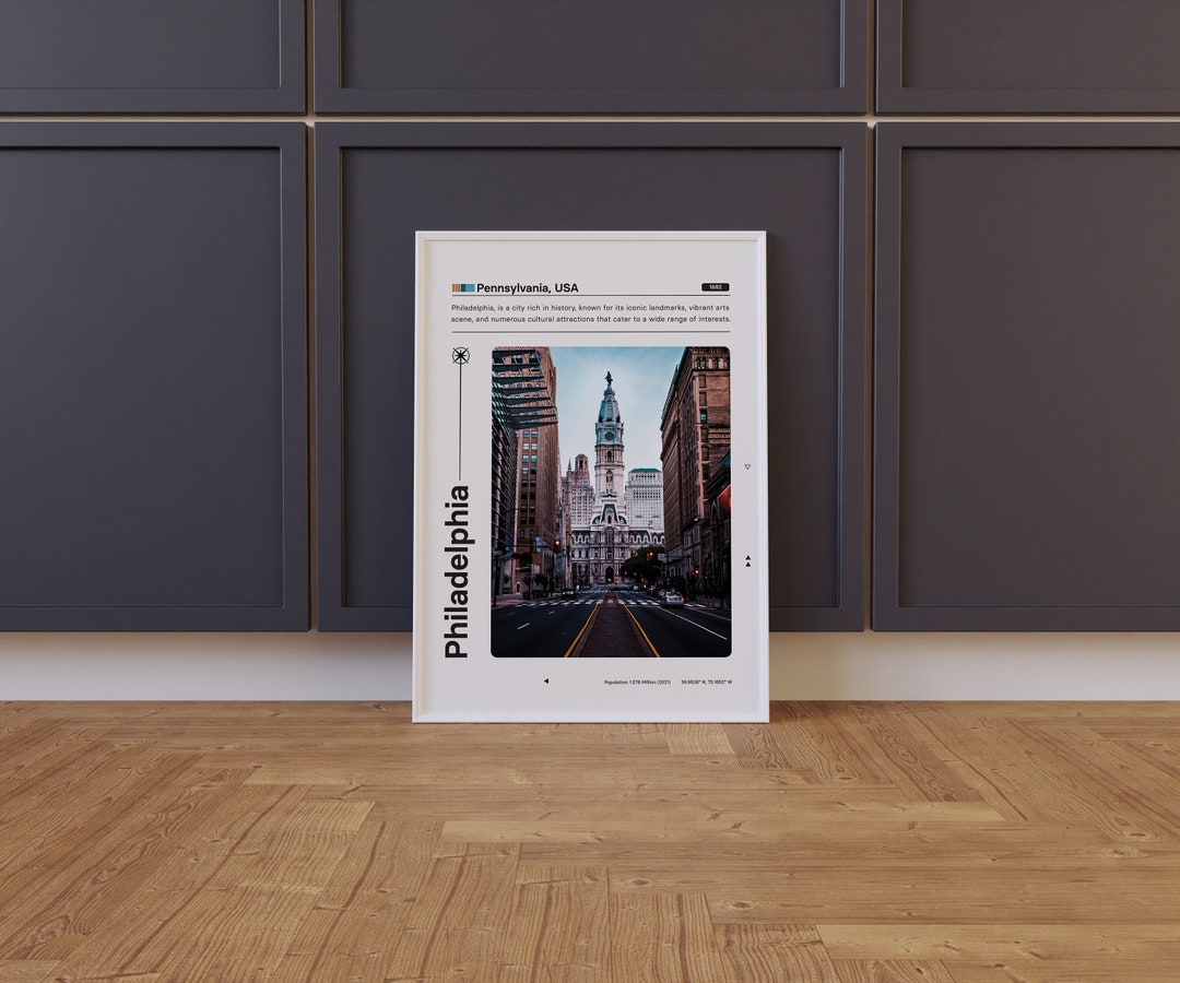 Philadelphia Travel Poster, Philly Prints, Wall Art, Printable Decor ...