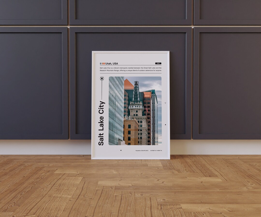 Salt Lake City Travel Poster, SLC Prints, Wall Art, Printable Decor ...