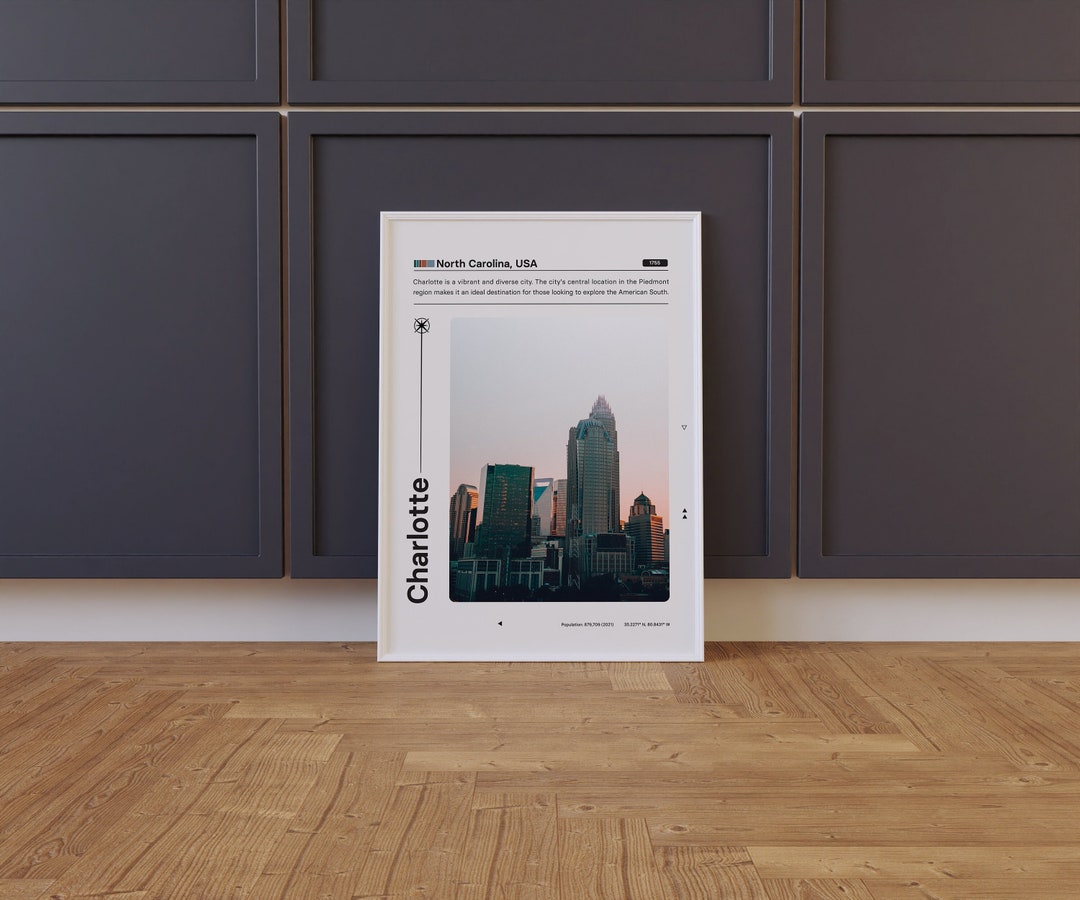 Charlotte Travel Poster, CLT Prints, Wall Art, Printable Decor, CLT ...