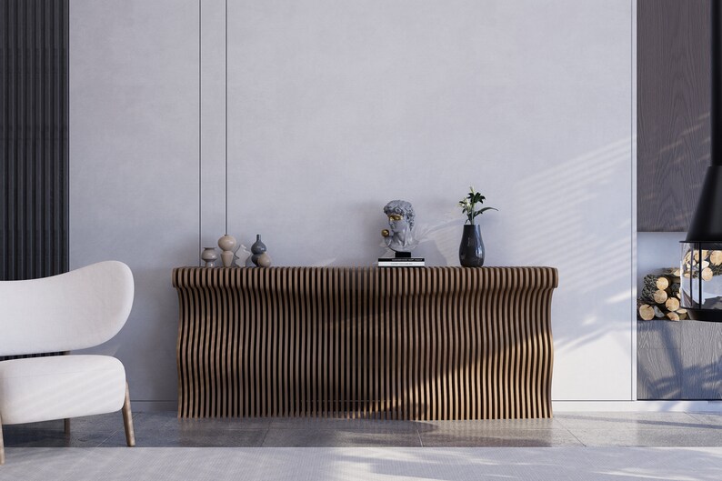 Parametric Console Table, Wavy Wooden Entryway Console, Modern ...