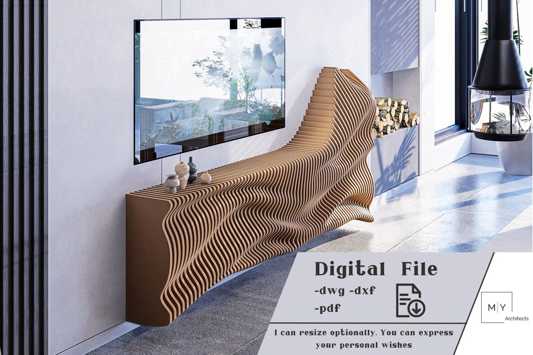 Parametric Wavy Tv Unit, Parametric Wooden Shelf, Parametric Wood Shelf ...