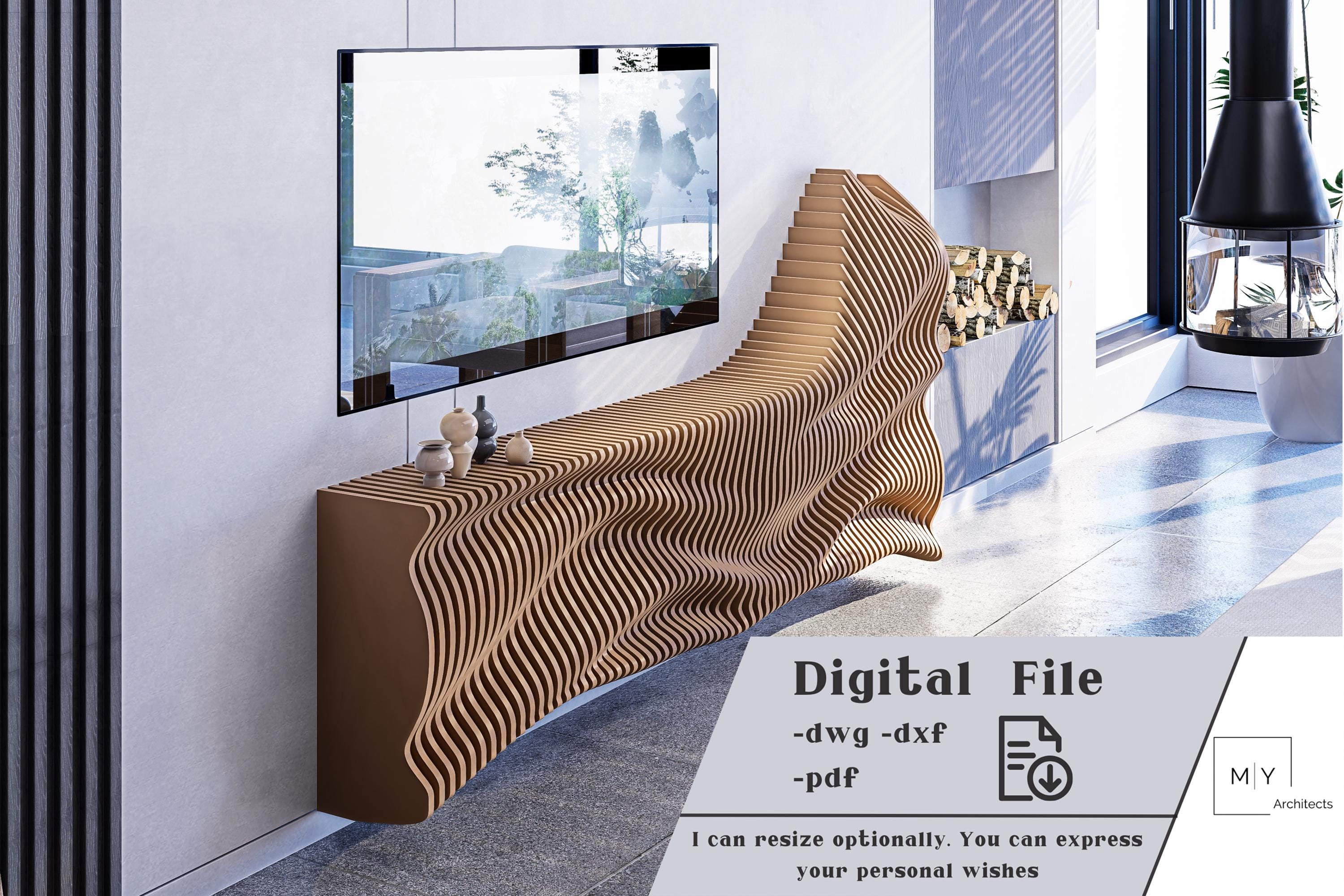 Parametric Wavy Tv Unit, Parametric Wooden Shelf, Parametric Wood Shelf ...