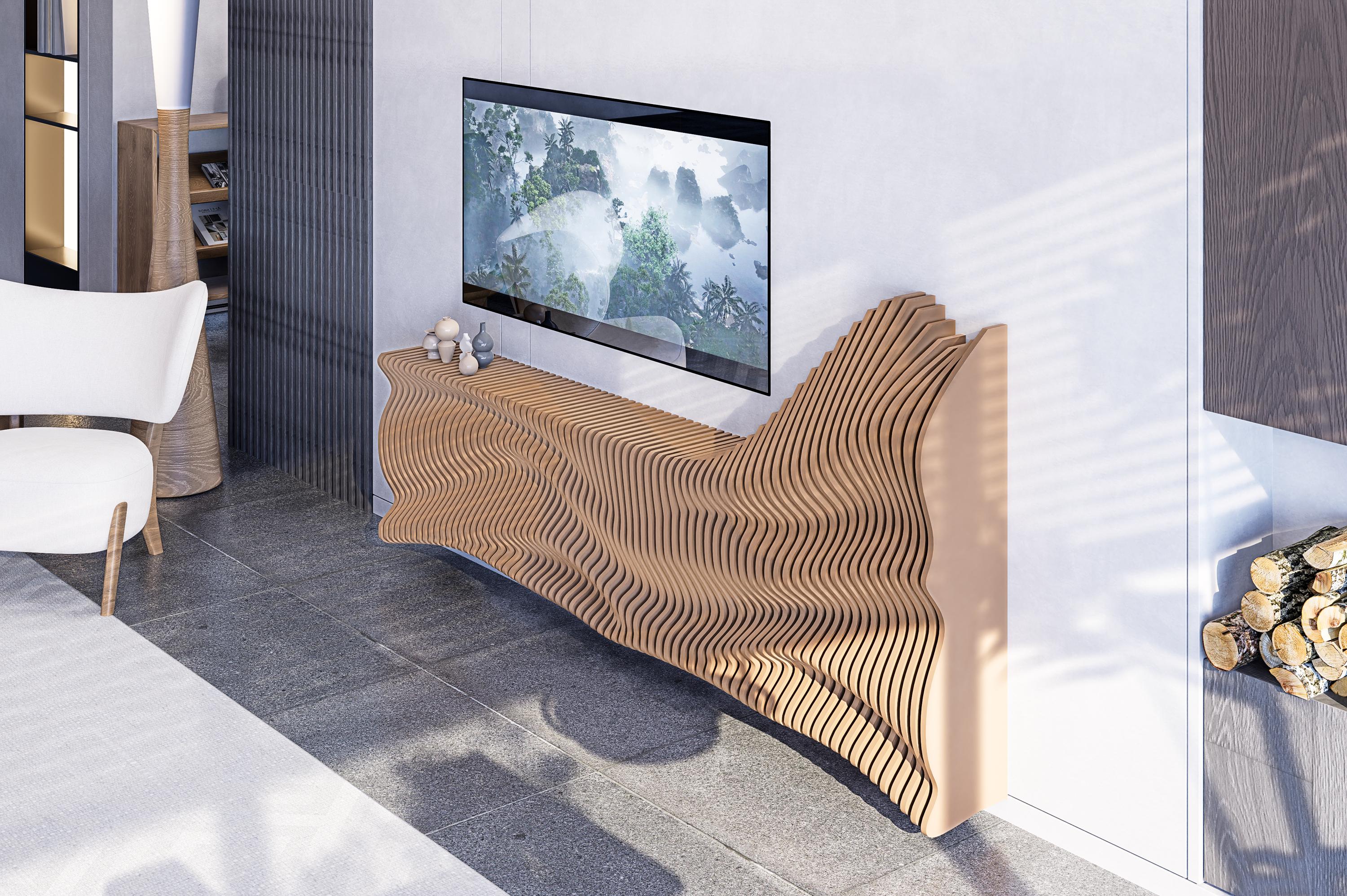 Parametric Wavy Tv Unit, Parametric Wooden Shelf, Parametric Wood Shelf ...
