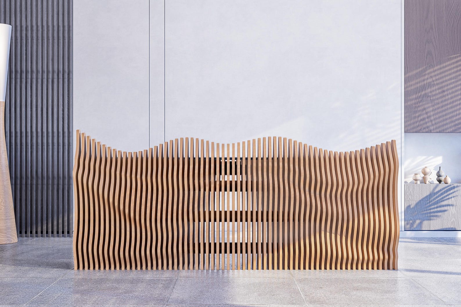 Parametric Office Desk, Modern Reception Desk, Wavy Wooden Furniture ...
