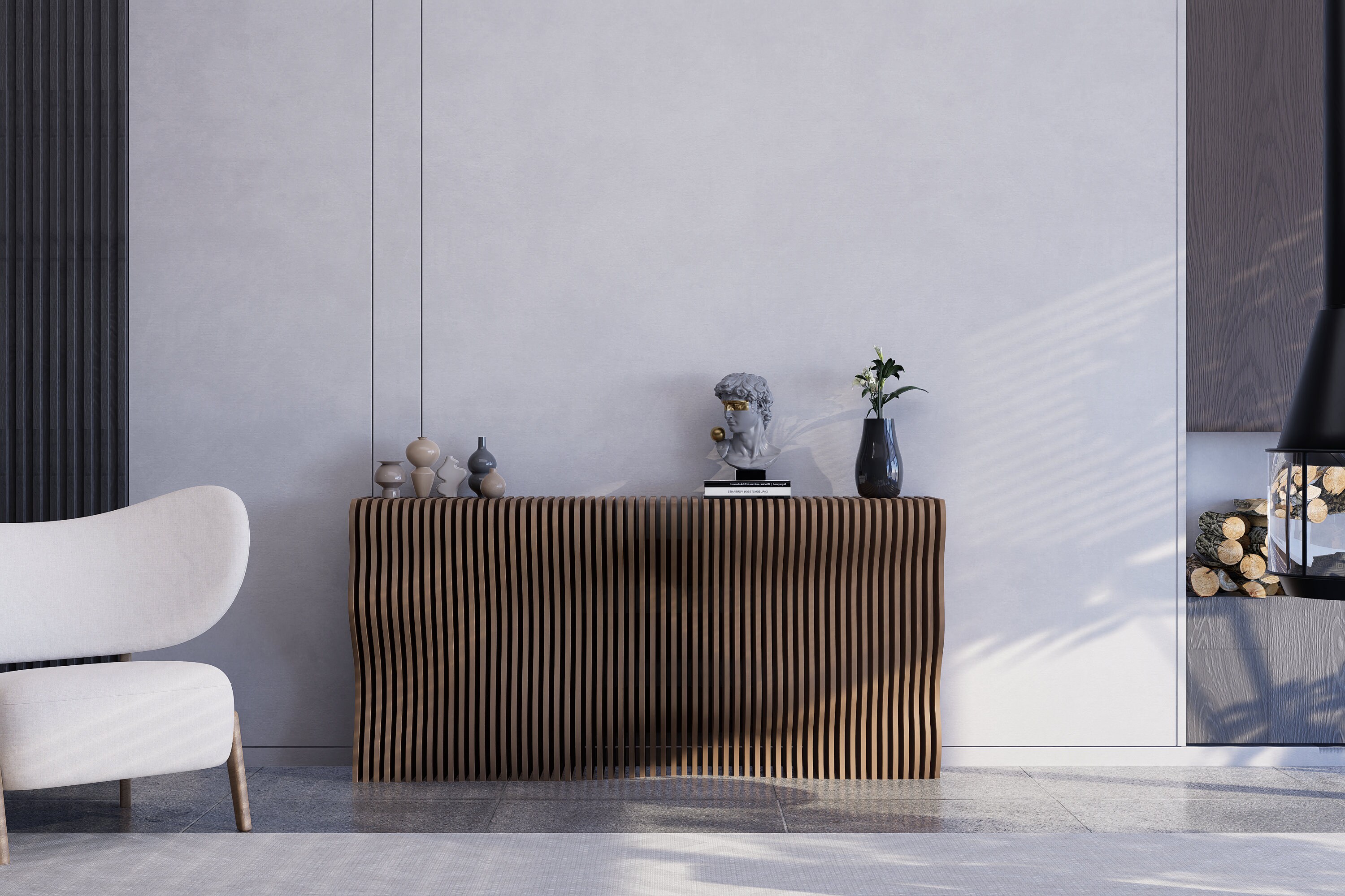 Parametric Console Table, Wavy Wooden Entryway Console, Modern ...