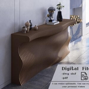 Parametric Console Table, Wavy Wooden Entryway Console, Modern ...