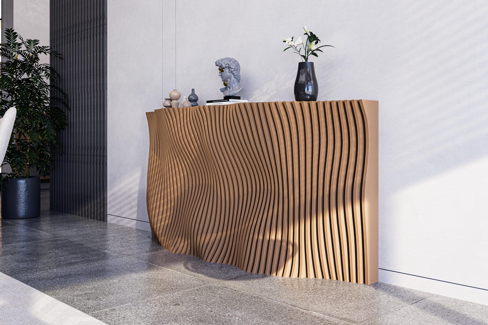 Parametric Console Table, Wavy Wooden Entryway Console, Modern ...