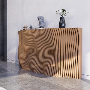 Parametric Console Table, Wavy Wooden Entryway Console, Modern ...