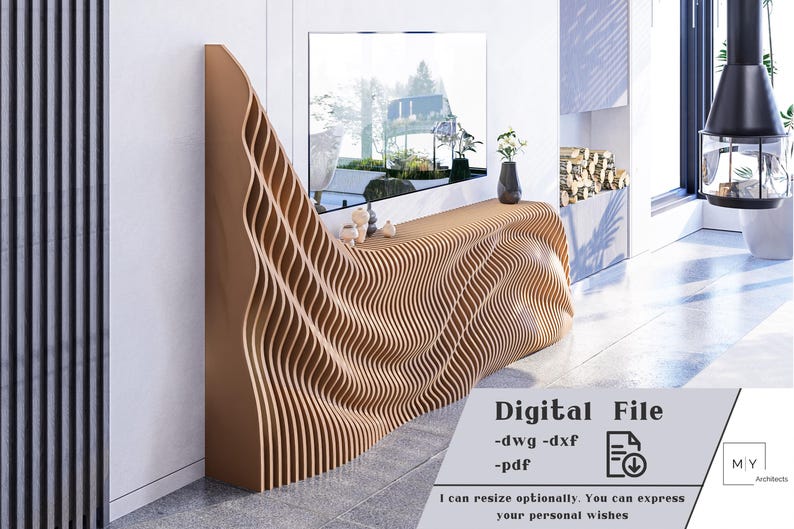 Parametric Wavy Tv Unit, Parametric Wooden Shelf, Parametric Wood Shelf ...