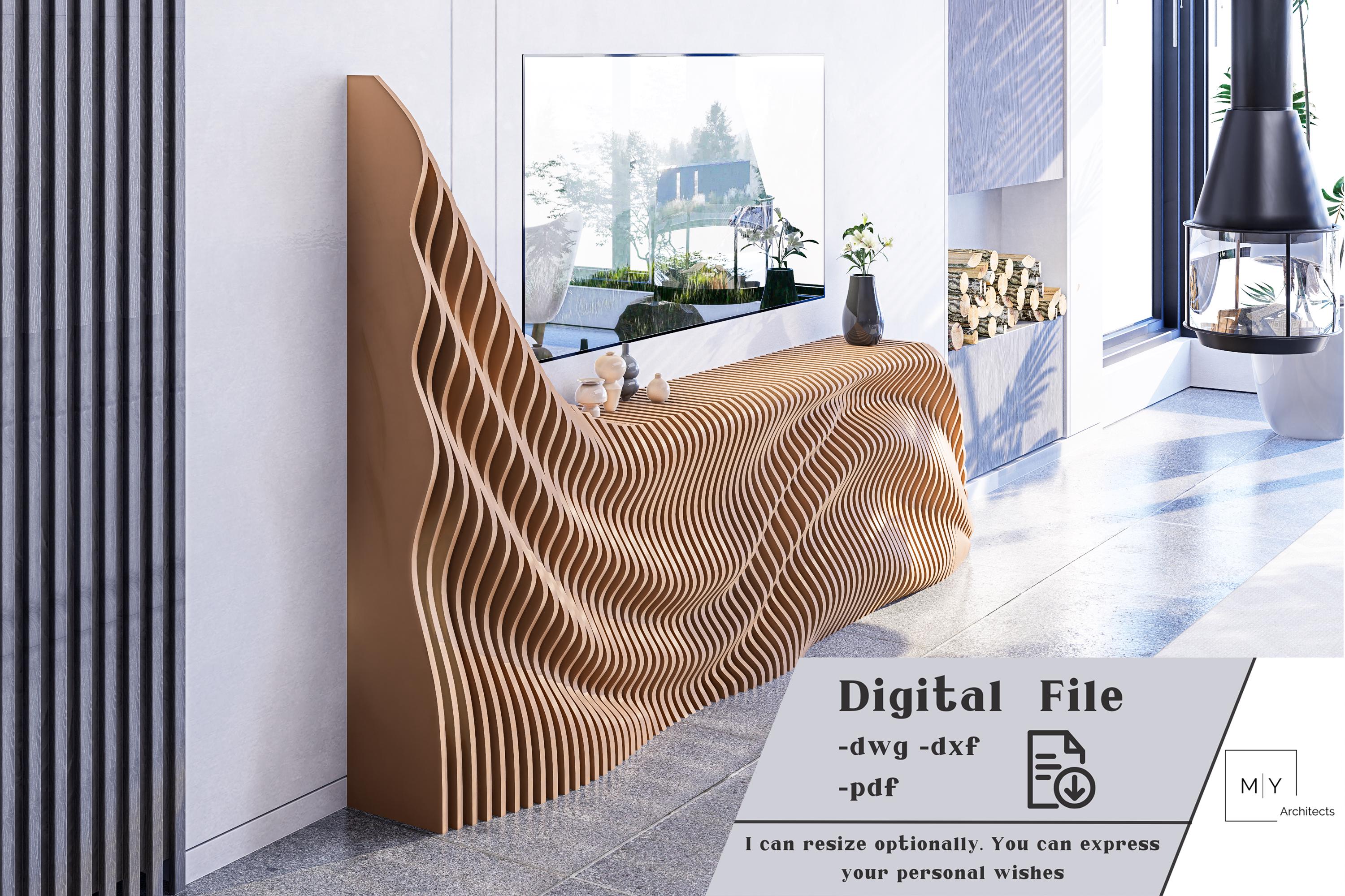 Parametric Wavy Tv Unit, Parametric Wooden Shelf, Parametric Wood Shelf ...