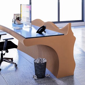 Parametric Office Desk, Modern Reception Desk, Wavy Wooden Furniture ...