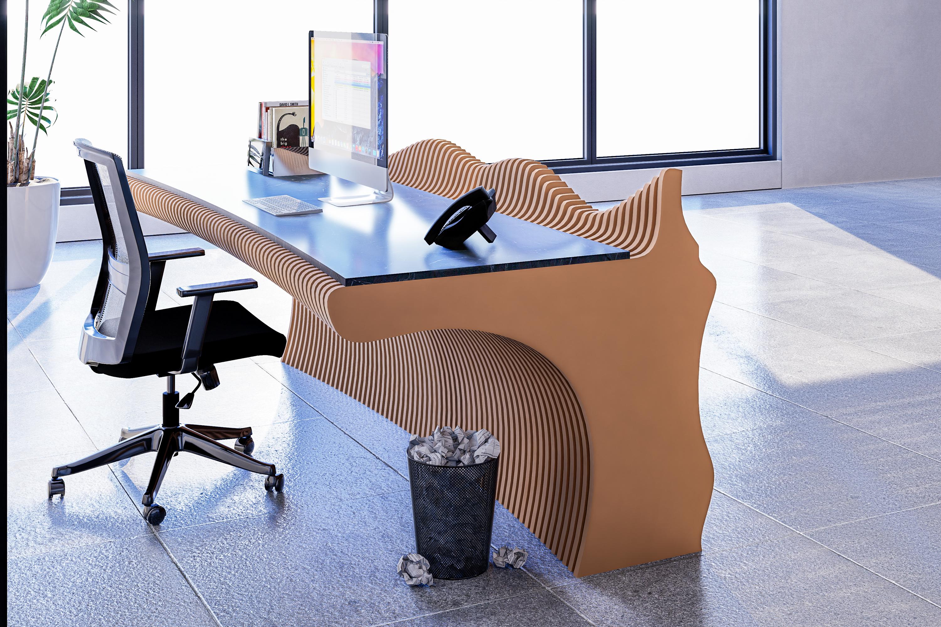 Parametric Office Desk, Modern Reception Desk, Wavy Wooden Furniture ...
