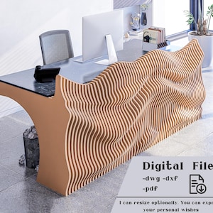 Parametric Office Desk, Modern Reception Desk, Wavy Wooden Furniture, Entry Working Desk Design ...