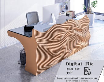 Parametric Wavy Wooden Furniture 10 Office Entry Desk / CNC Files for ...