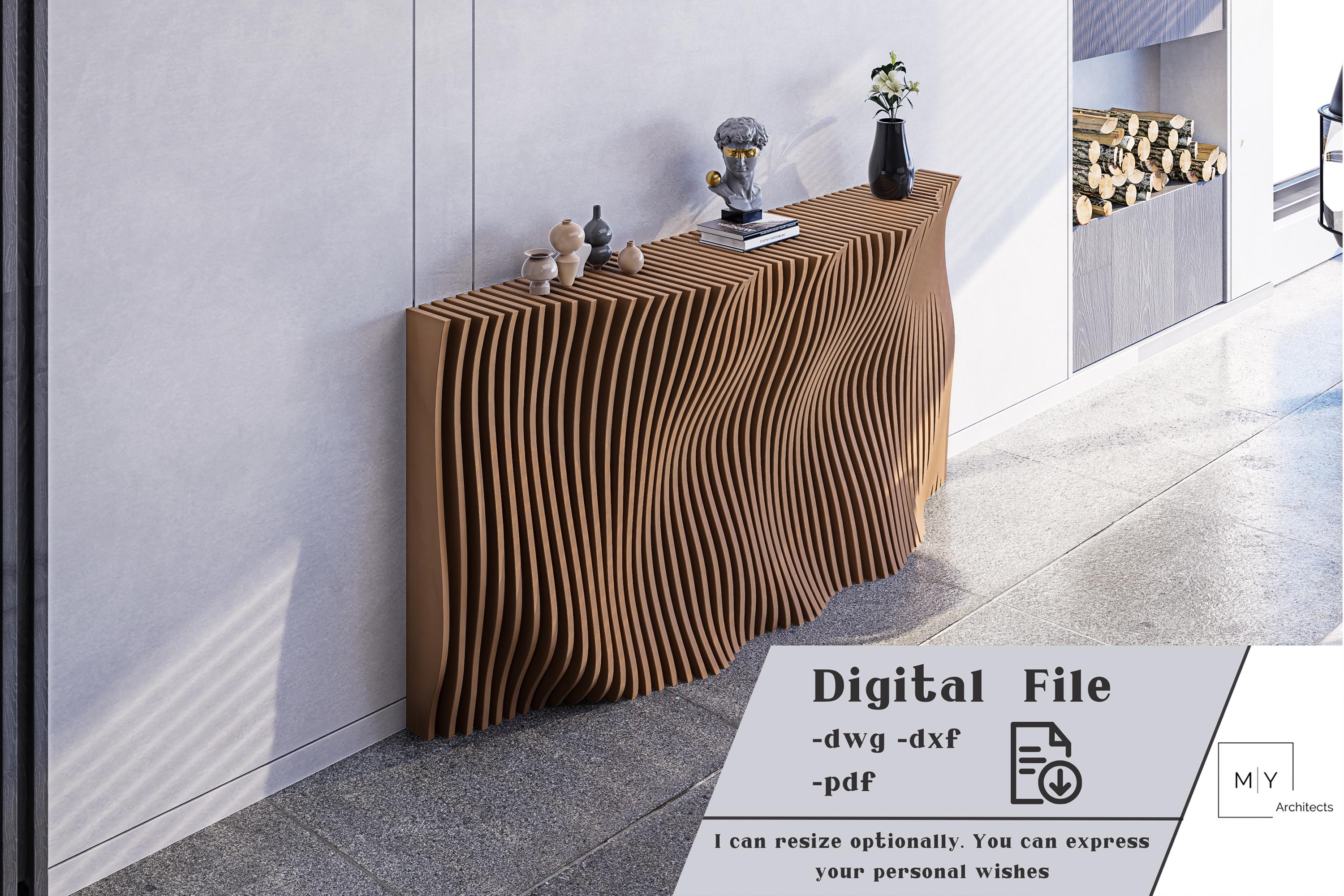 Parametric Console Table, Wavy Wooden Entryway Console, Modern ...