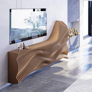 Parametric Wavy Tv Unit, Parametric Wooden Shelf, Parametric Wood Shelf ...