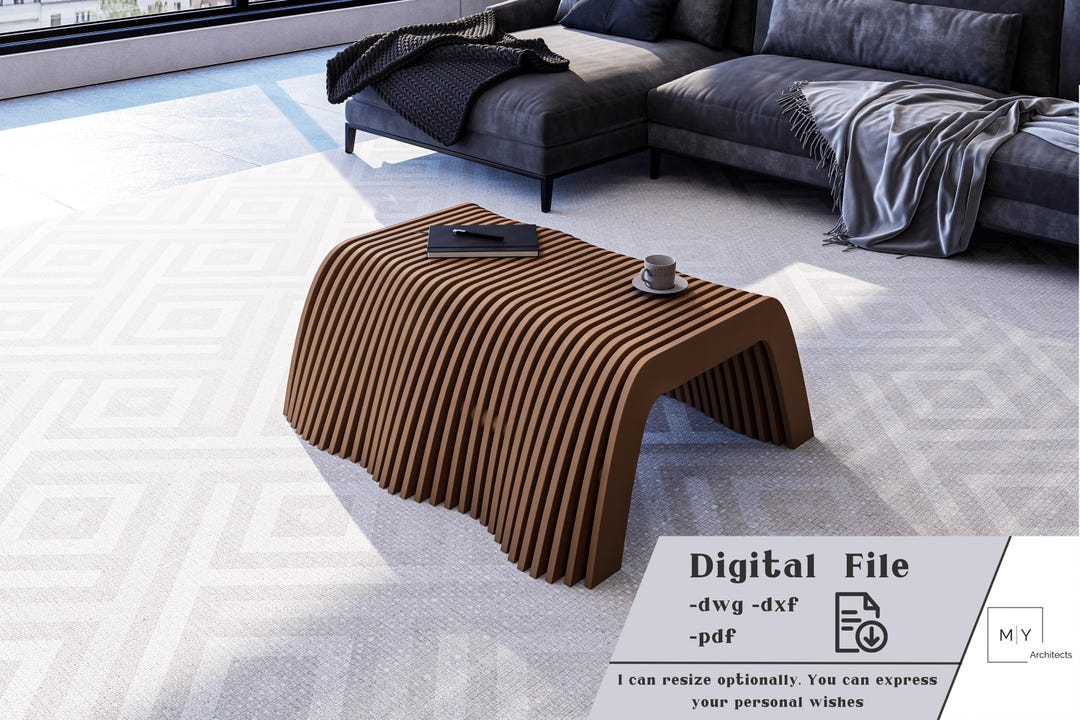 Parametric Coffee Table, Wavy Wooden Furniture, Modern Furniture Wooden Table, Parametric Plan ...