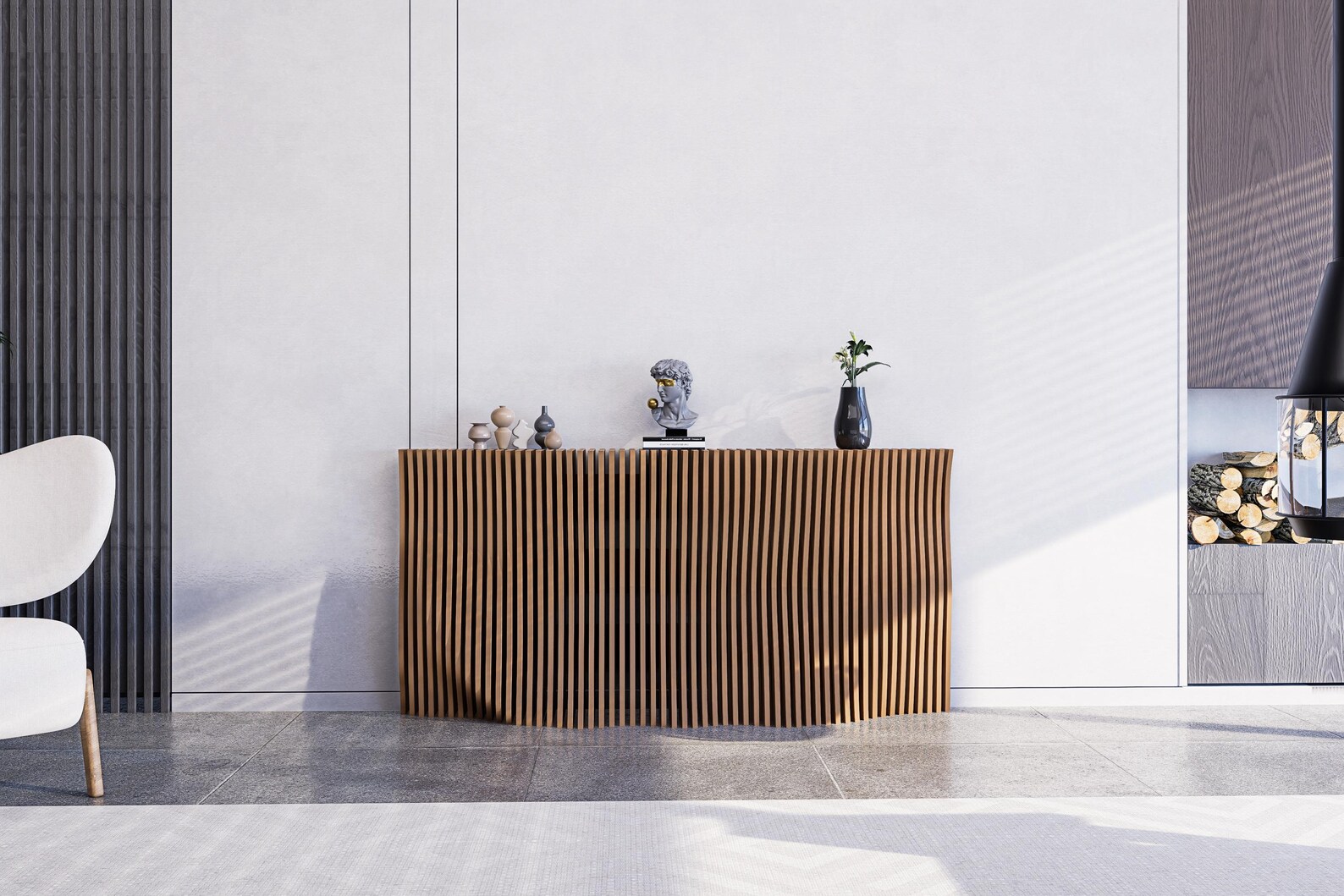 Parametric Console Table, Wavy Wooden Entryway Console, Modern ...