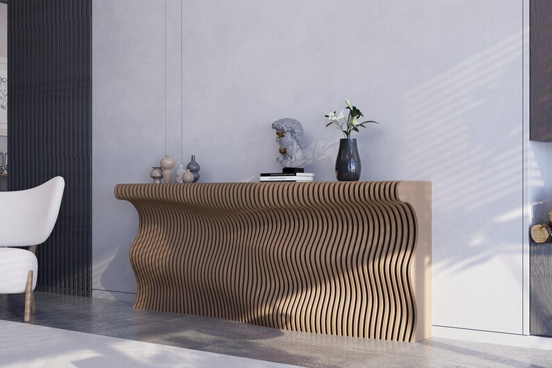 Parametric Console Table, Wavy Wooden Entryway Console, Modern ...