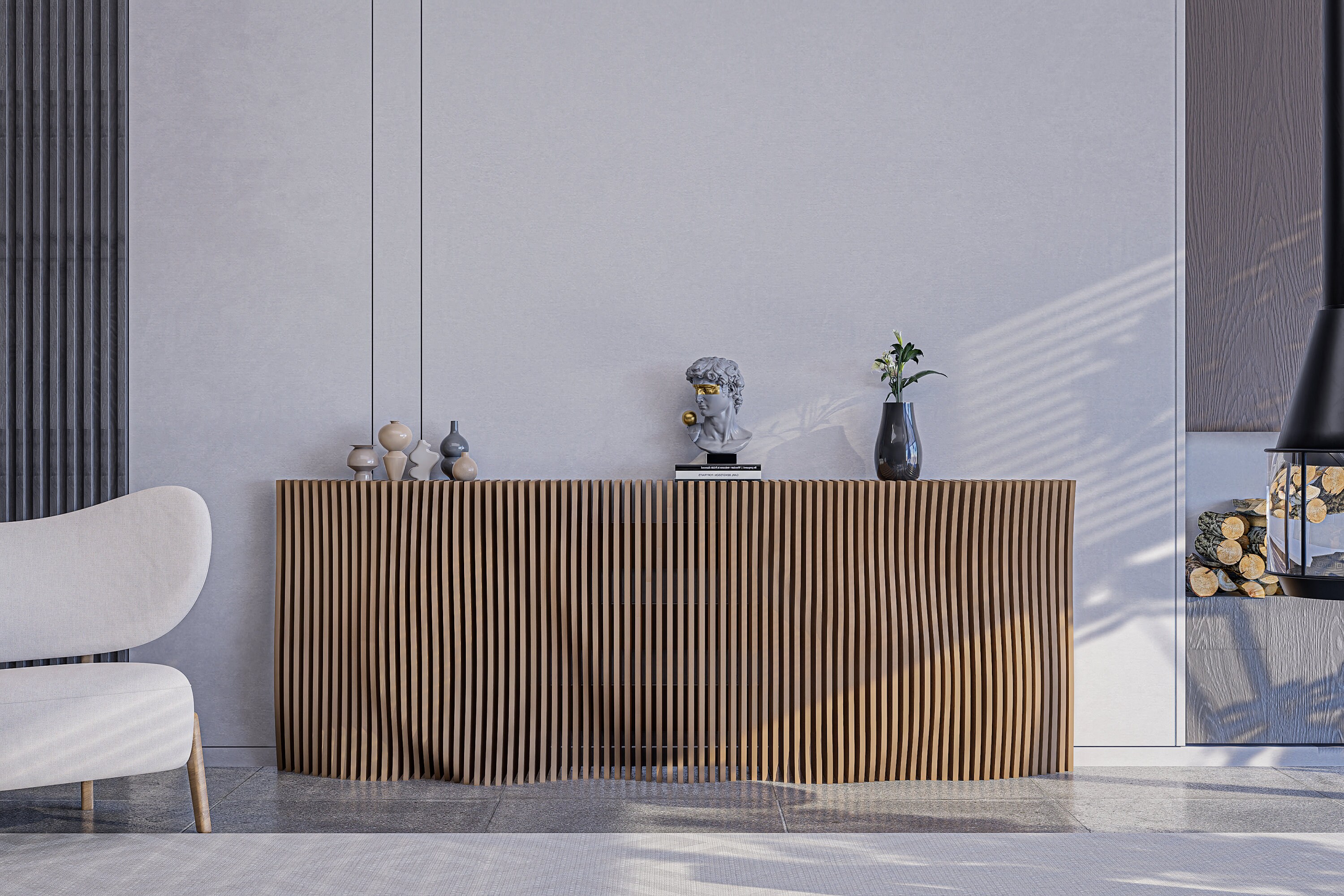 Parametric Console Table, Wavy Wooden Entryway Console, Modern ...