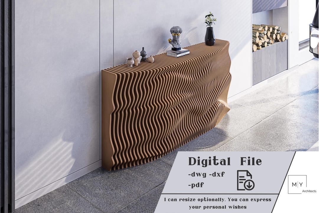 Parametric Console Table, Wavy Wooden Entryway Console, Modern ...