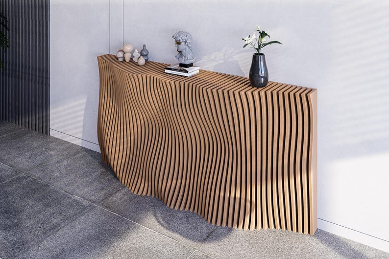 Parametric Console Table, Wavy Wooden Entryway Console, Modern ...