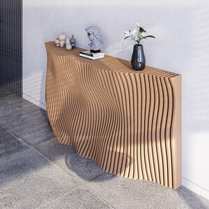 Parametric Console Table, Wavy Wooden Entryway Console, Modern ...