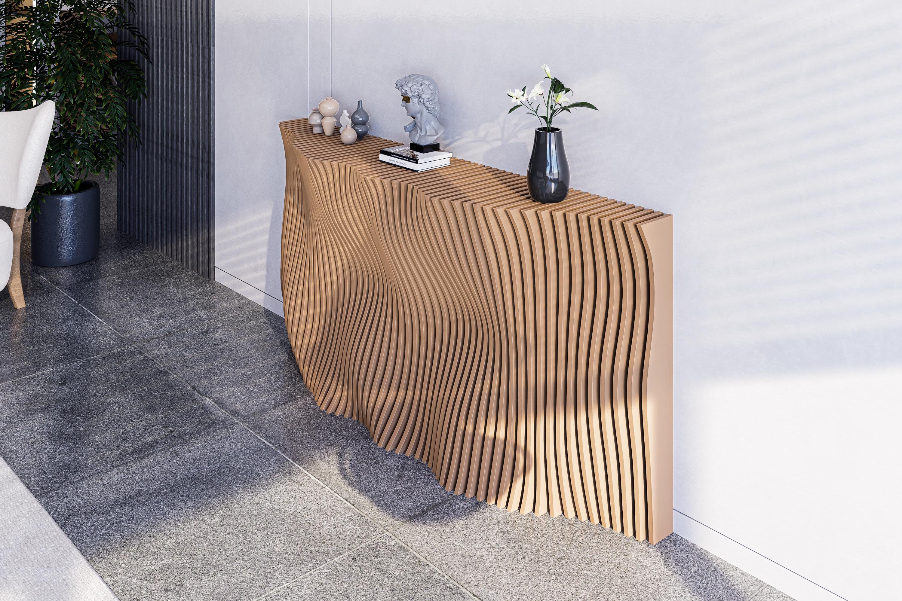 Parametric Console Table, Wavy Wooden Entryway Console, Modern ...