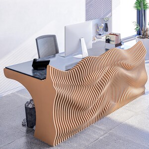 Parametric Office Desk, Modern Reception Desk, Wavy Wooden Furniture ...