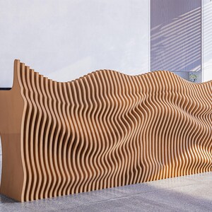 Parametric Office Desk, Modern Reception Desk, Wavy Wooden Furniture ...