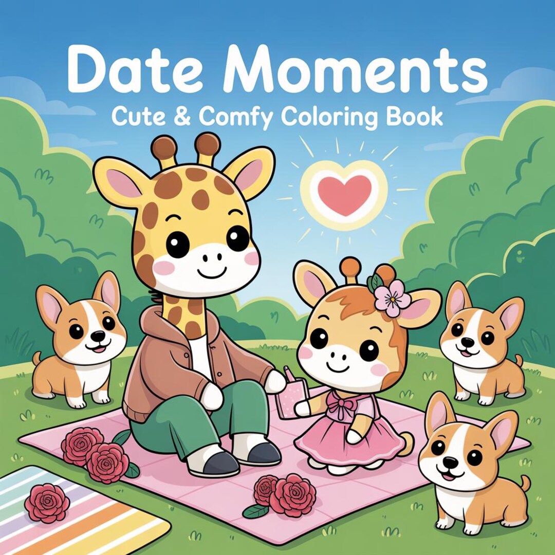 Date Moments Coloring Book, Cute and Cozy Digital Coloring Pages ...