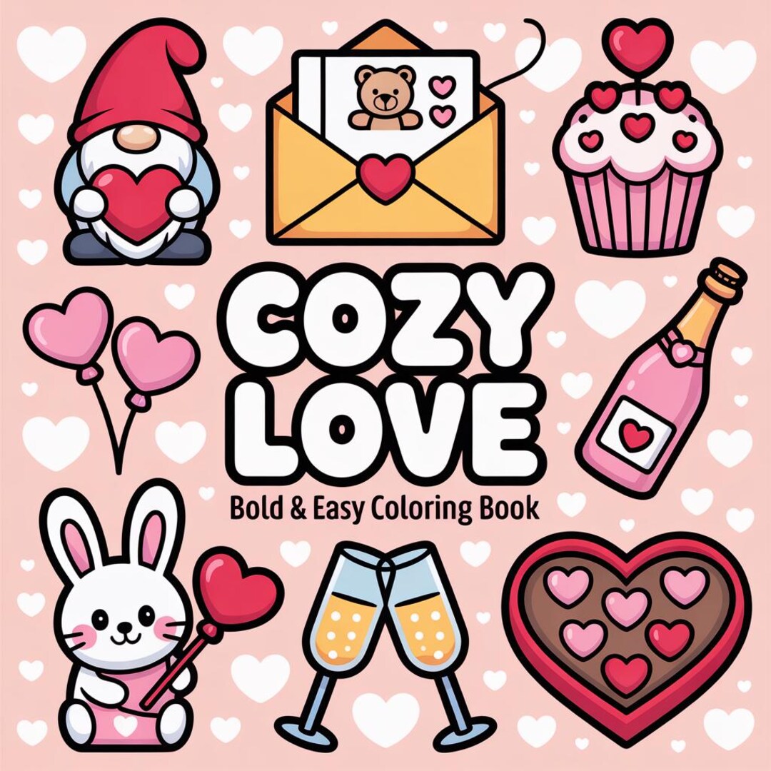 Cozy Love: Cute and Cozy Coloring Book for Teens With Easy and Bold ...