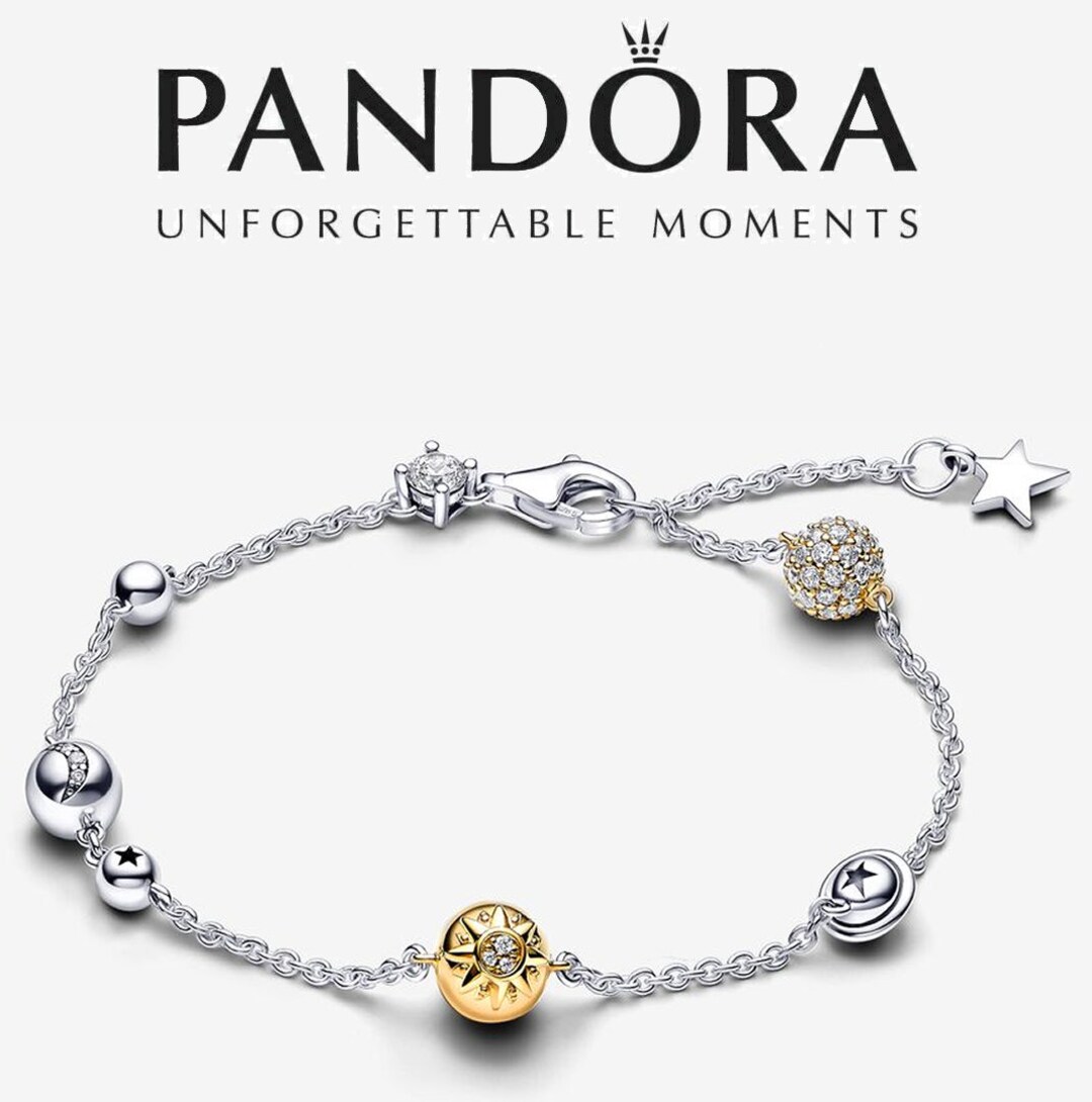 Pandora Two-tone Sparkling Solar System Chain Bracelet - Etsy Australia
