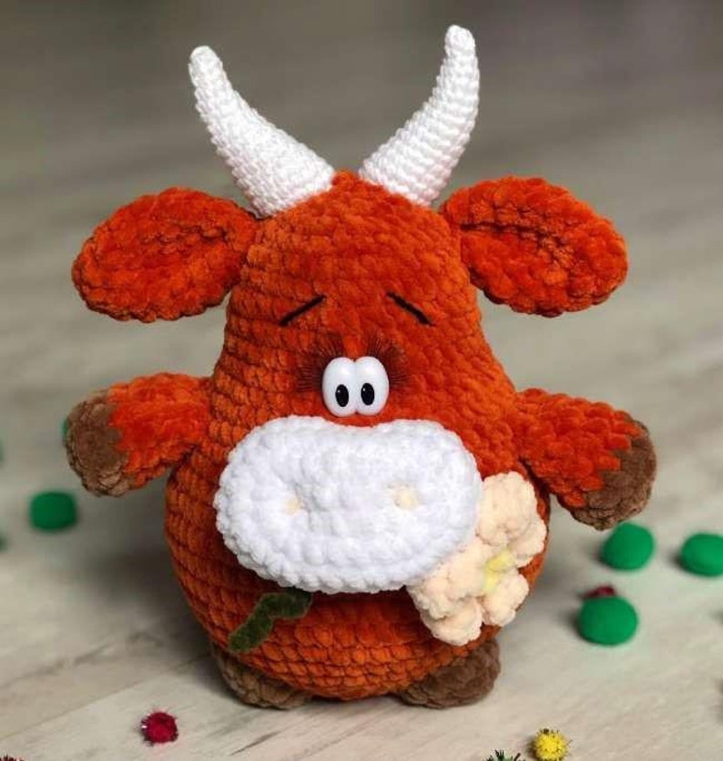 Bull Crochet Pattern, Amigurumi Bull, Crochet Gift, Farm Animal ...