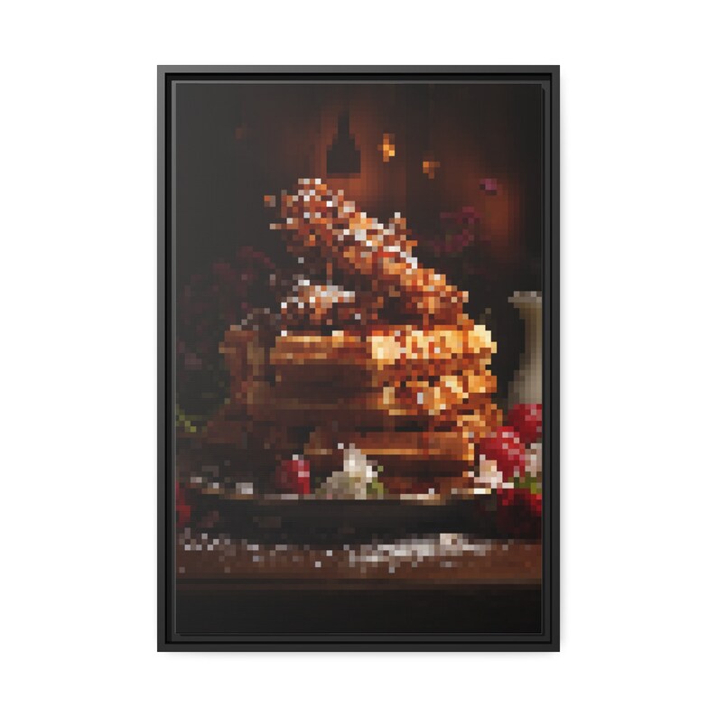Chicken and Waffles Pixel Art Canvas, Retro Art, Pixel Art, 16 Bit ...
