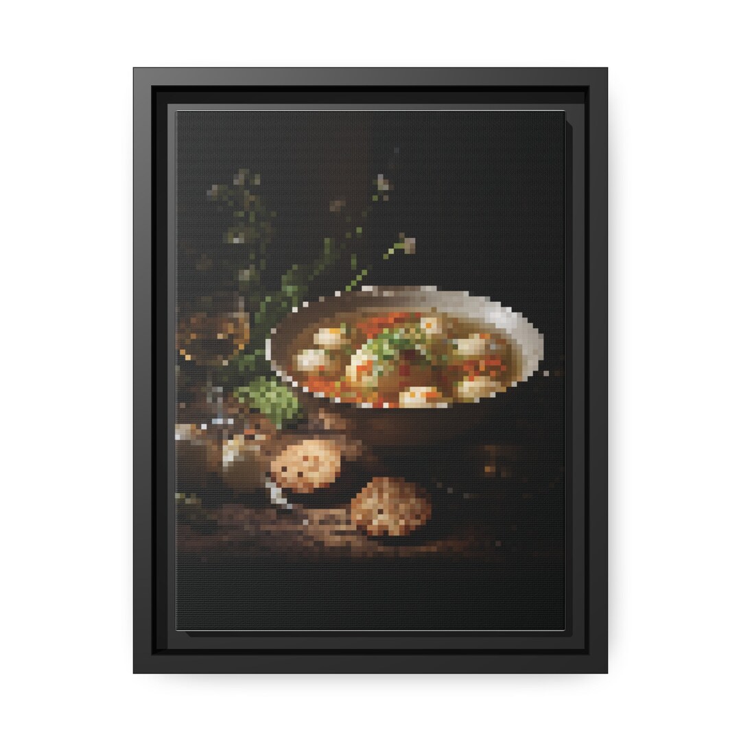 Matzo Ball Bytes Soup Pixel Art Canvas, Retro Art, Pixel Art, 16 Bit ...