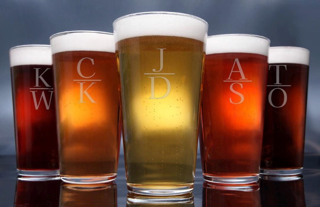Custom Pint Glass Groosman Proposal Initial Glassware Customizable Pub ...