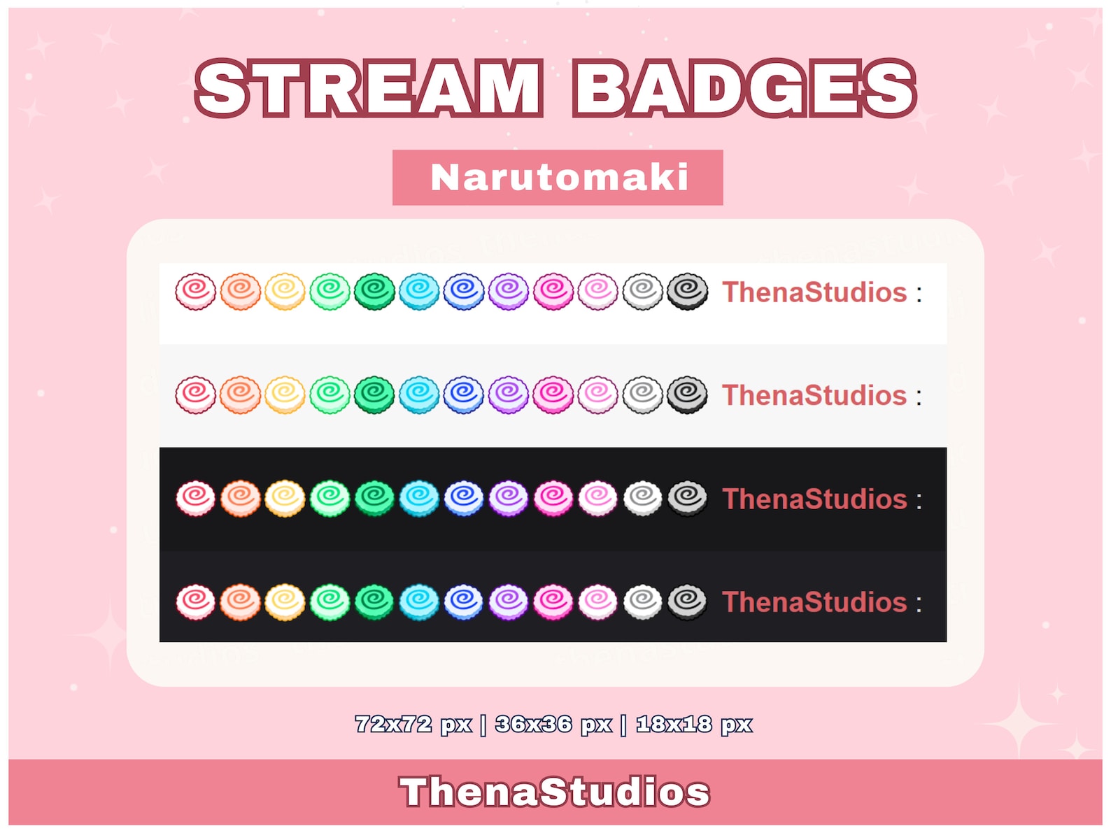 Cute Narutomaki Sub / Bit Badges for Twitch in 12 Colours - Etsy