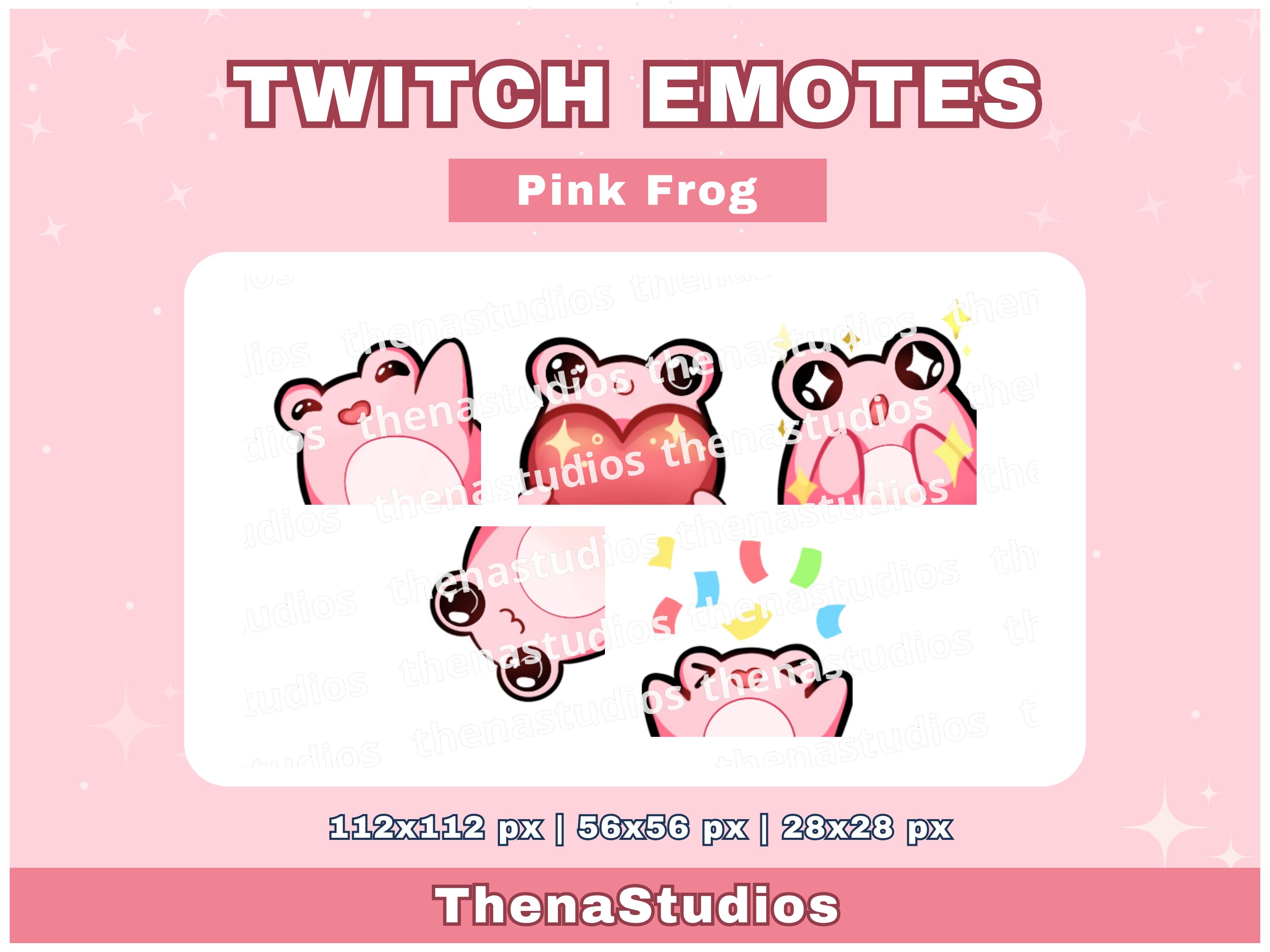 Kawaii Pink Frog Emotes for Twitch, Discord, Youtube Pink Frog, Toad ...