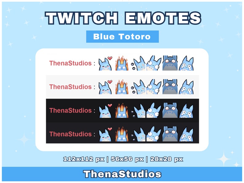 Ghibli Inspired Blue Totoro Emotes for Twitch, Discord, Youtube - Etsy