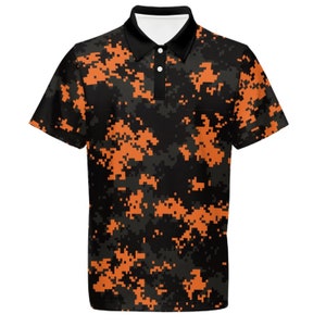 Black Square Digital Camo Golf Stretch Polo - Etsy