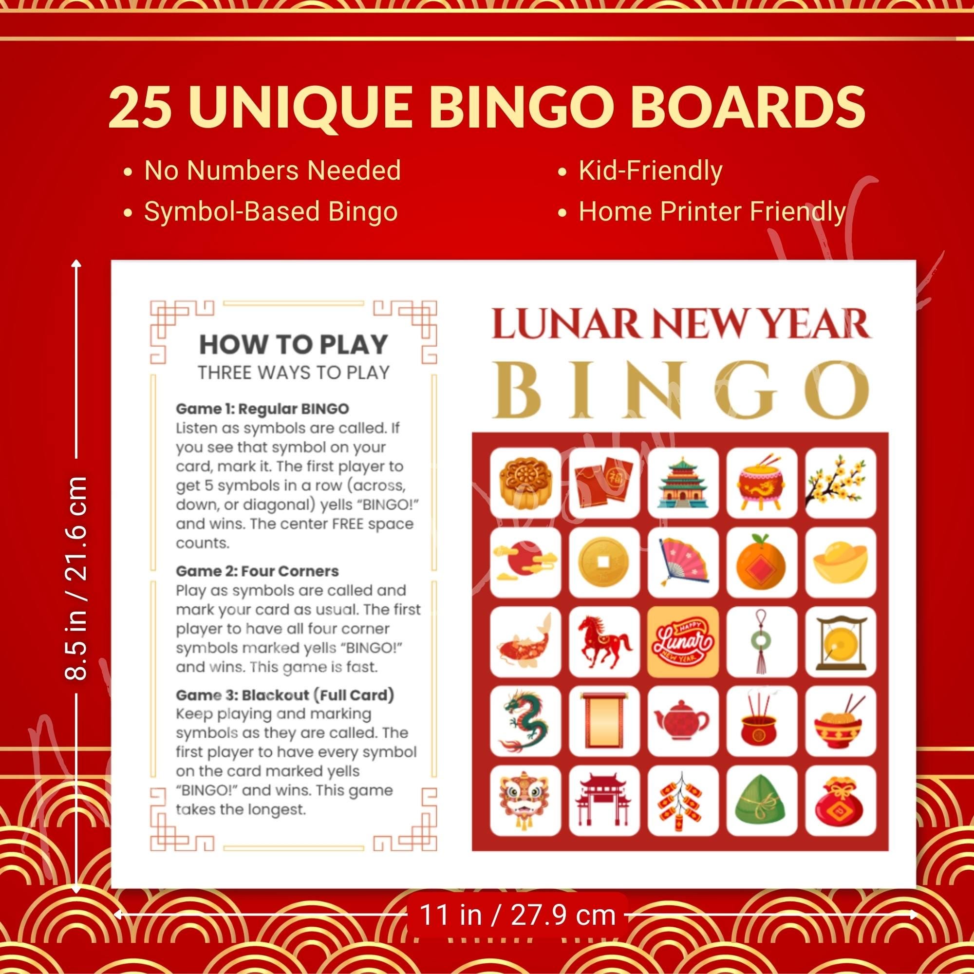 Lunar New Year Bingo – Printable Symbol Bingo Game (instant Download ...