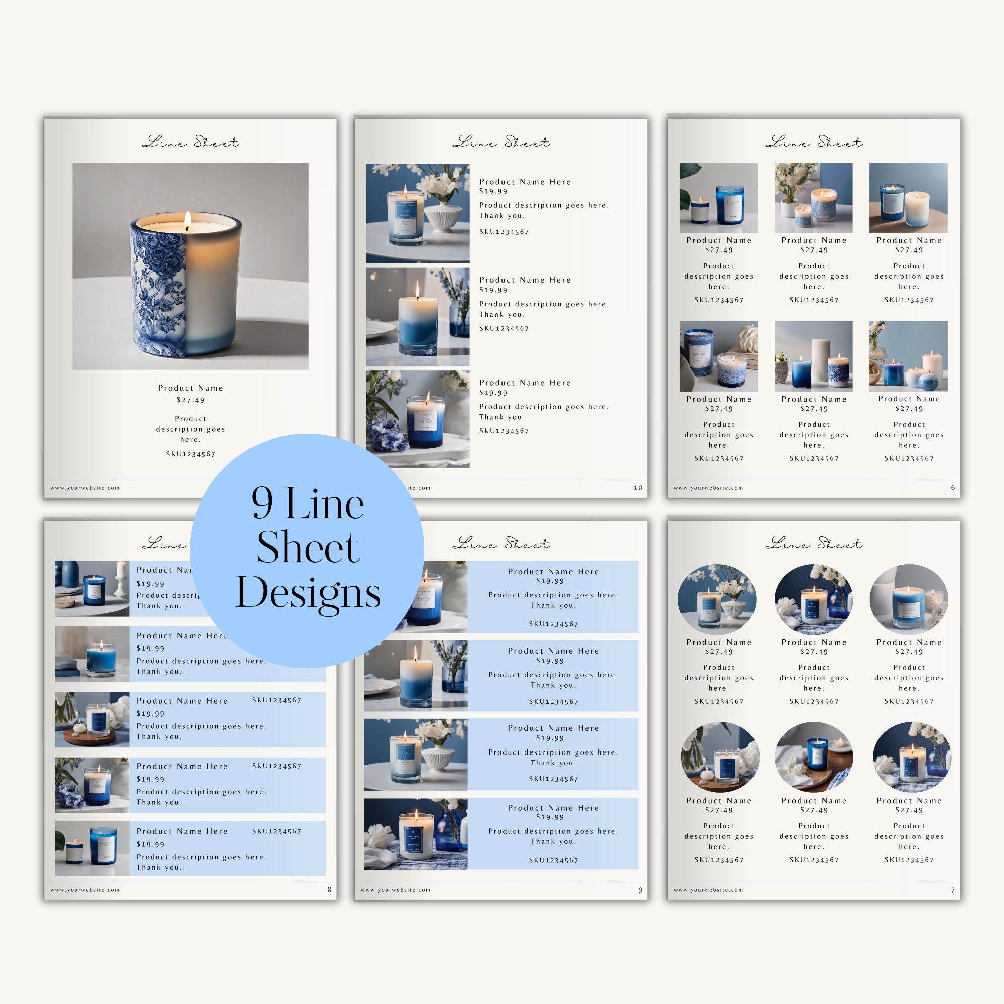 Minimalist Blue Line Sheet Design, Product Line Catalogue Template ...
